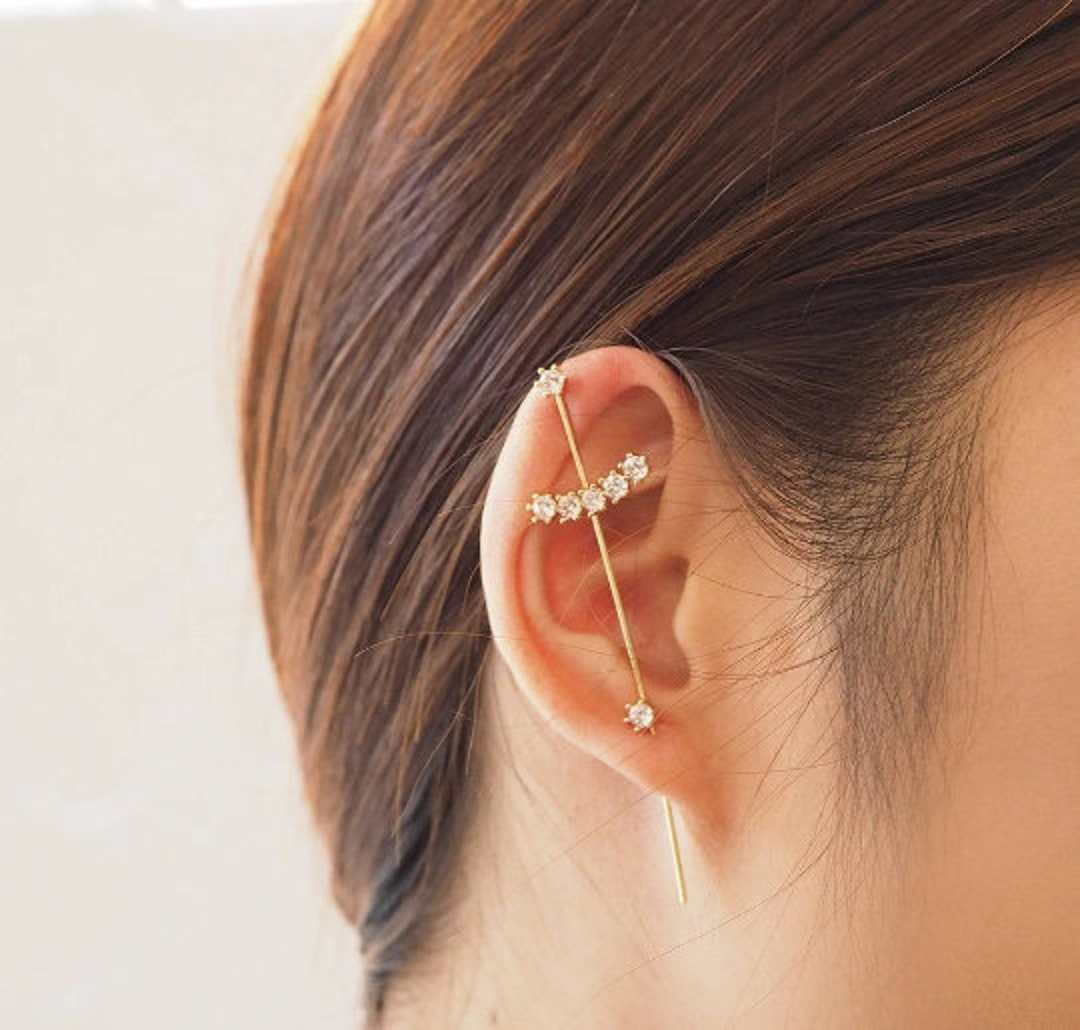 Gold Ear Pin,gold Bar Earrings,safety Pin Earrings, - Etsy