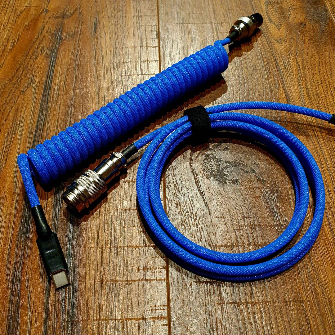BLUE Coiled Cable USB C for Mechanical Keyboards GX16 - Etsy