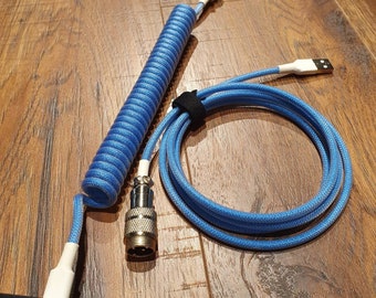 SAMURAI Coiled Artisan USB C Cable for Mechanical Keyboards GX16 - Etsy UK