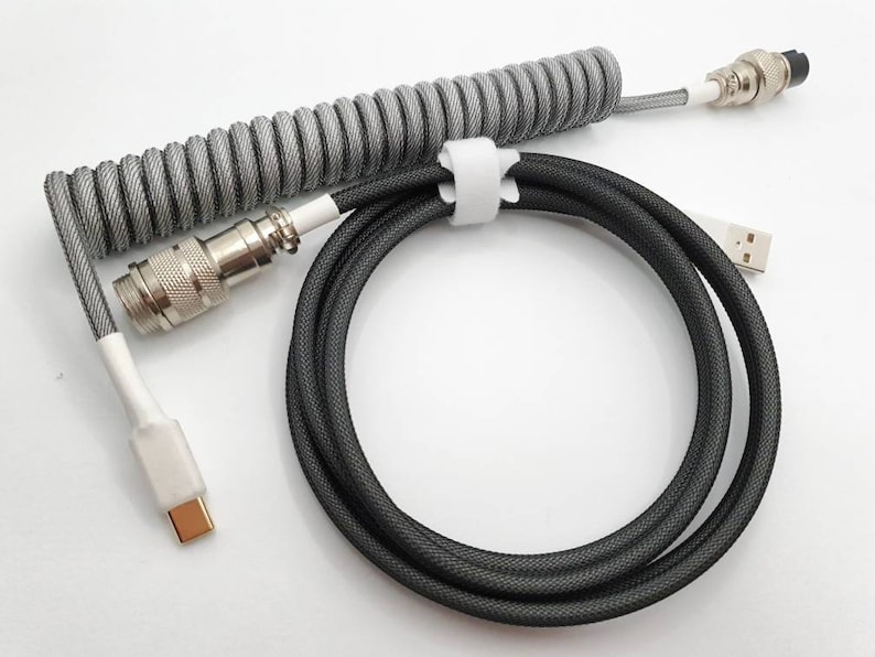 Coiled Mechanical Keyboard Cable GREY CARBON - Etsy UK