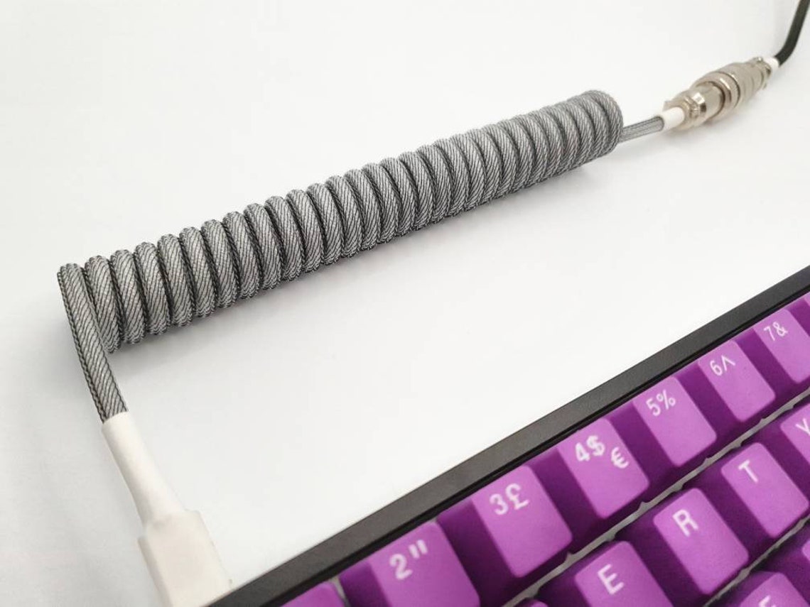 Coiled Mechanical Keyboard Cable GREY CARBON - Etsy UK