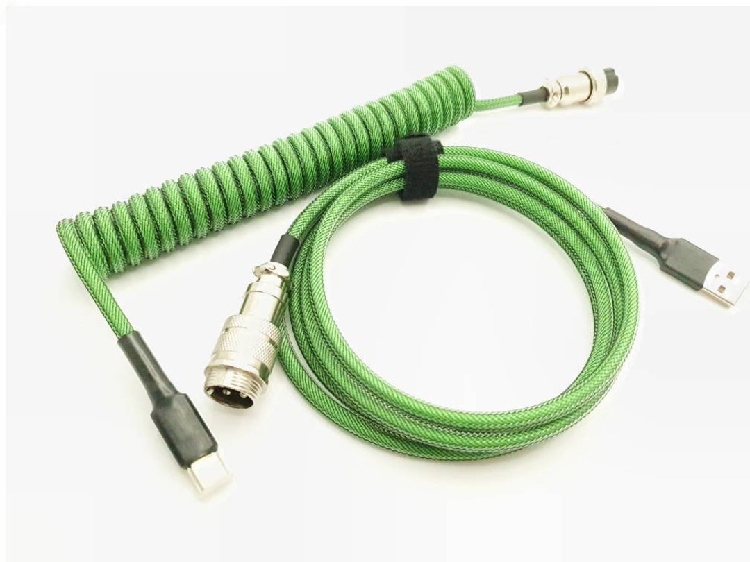 Coiled Mechanical Keyboard Cable (GREEN CARBON) - Etsy