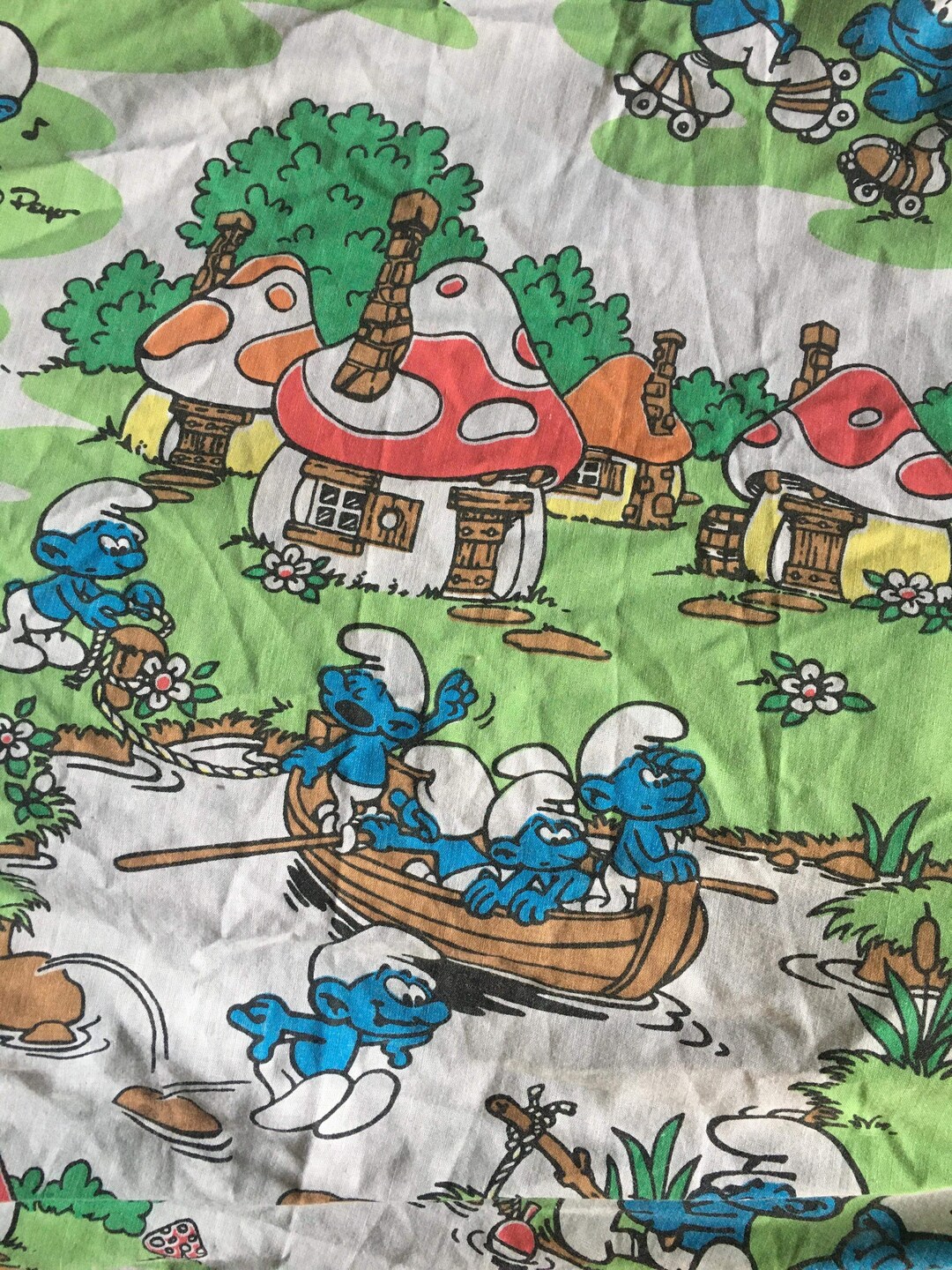 Smurfs Race Day Vintage Flat Twin Sheet Smurfette Gargamel - Etsy