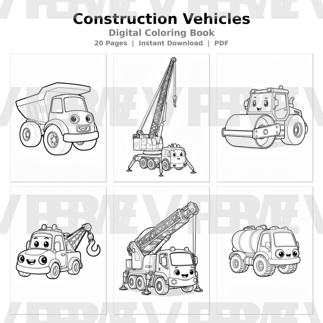 Construction Vehicles Coloring Pages, Printable Trucks Coloring Book ...
