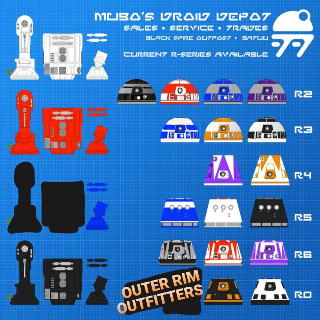 Custom Star Wars Galaxy's Edge Droid Depot R-unit Astromech Droids ...