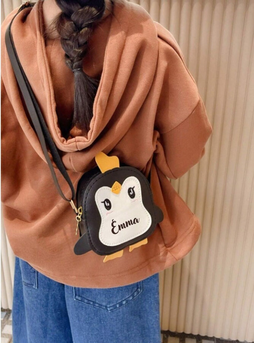 Customizable Penguins Backpack PU Leather Cute Shoulder Bag - Etsy