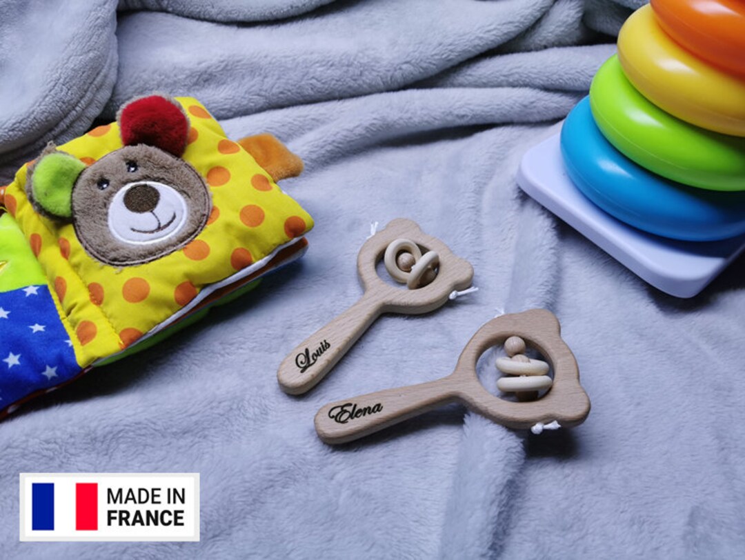 Newborn Baby Rattle, Personalized Wooden Rattle With Baby's Name ...