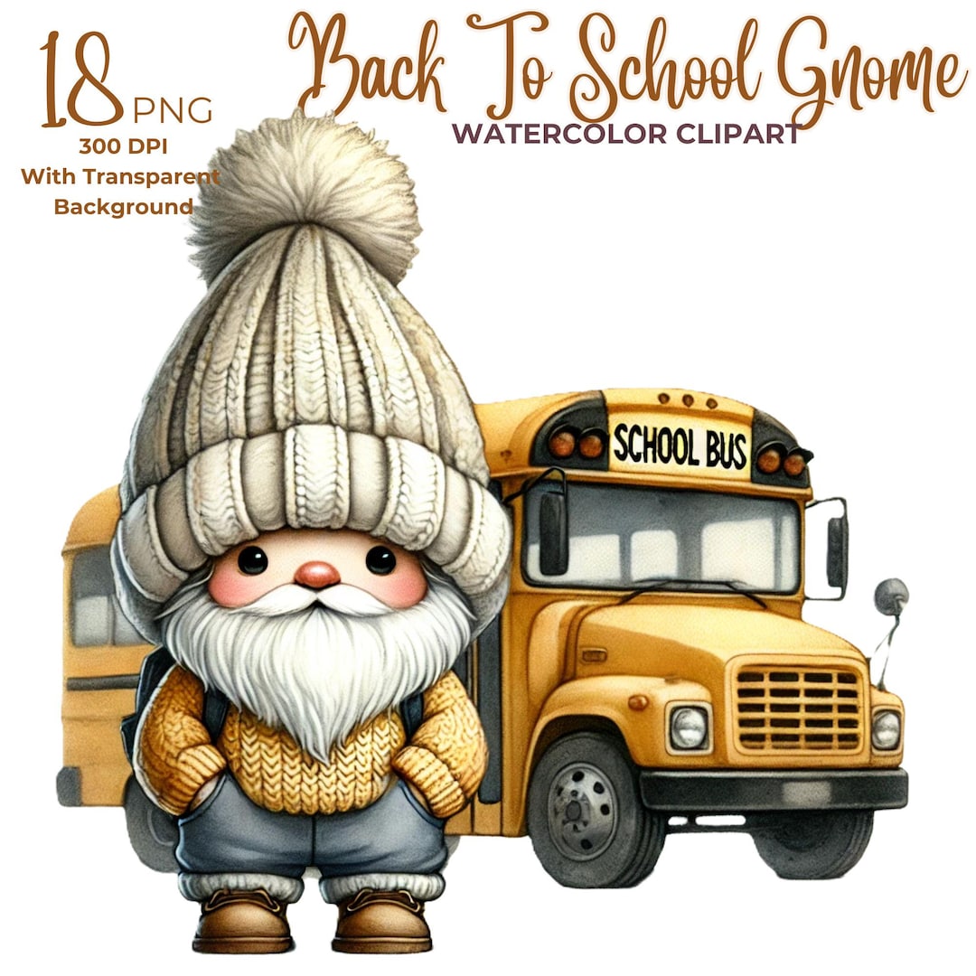 Watercolor Back to School Gnomes Clipart. PNG Printable Gnomes. Cute ...