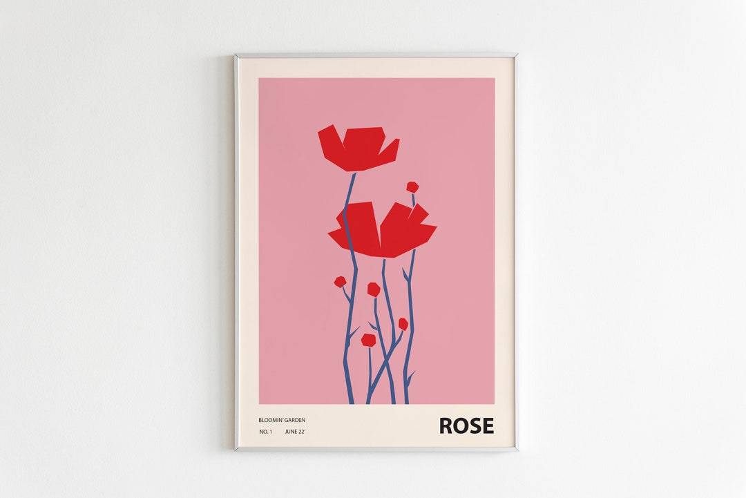 Abstract Rose Illustration Print: Eclectic Botanical Art (digital ...