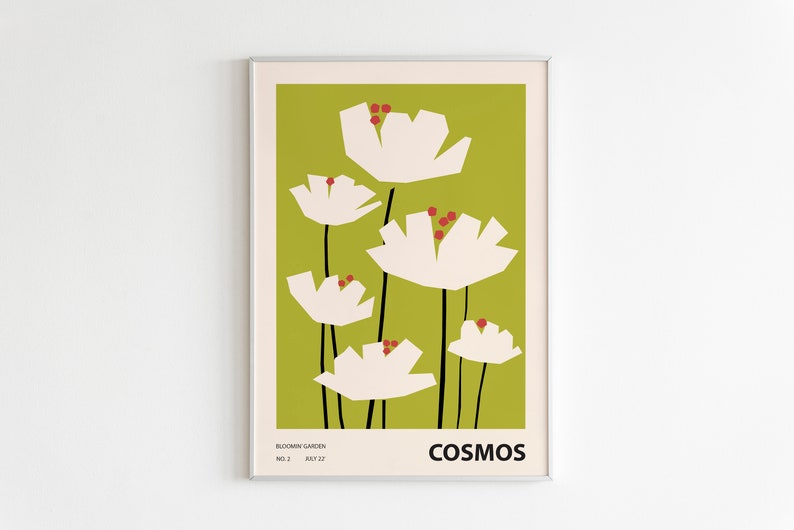 Colorful Flower Illustration Print, Abstract Botanical Wall Art ...