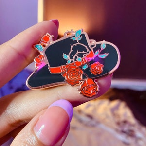 Red Roses Hat Enamel Pin Cowgirl Aesthetic Western - Etsy