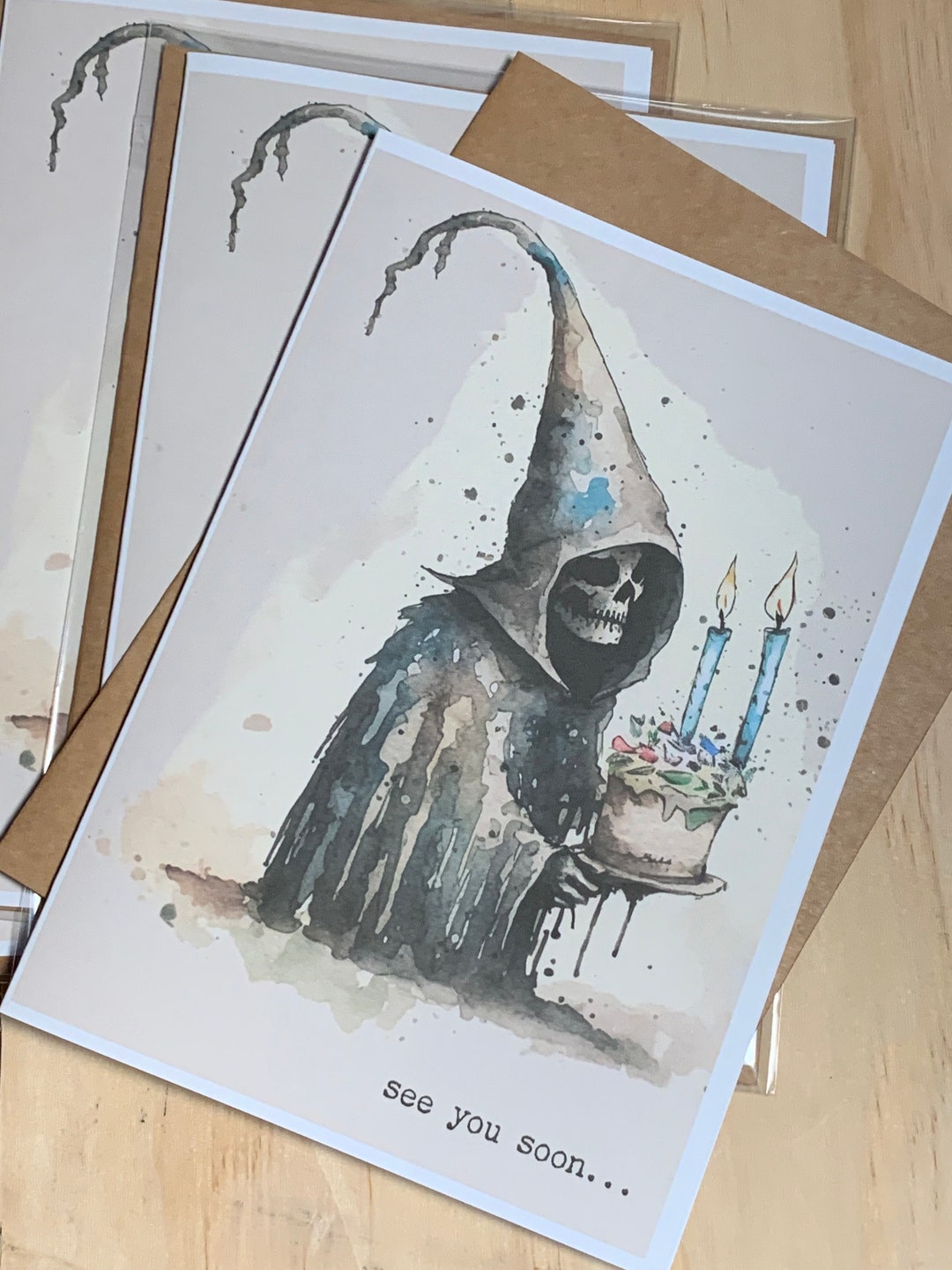 Grim Reaper Birthday Card Funny Handmade Birthday Cared - Etsy