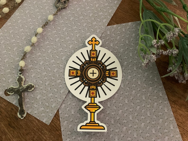 Holy Eucharist Monstrance Vinyl Die-cut Sticker | Eucharistic Adoration ...