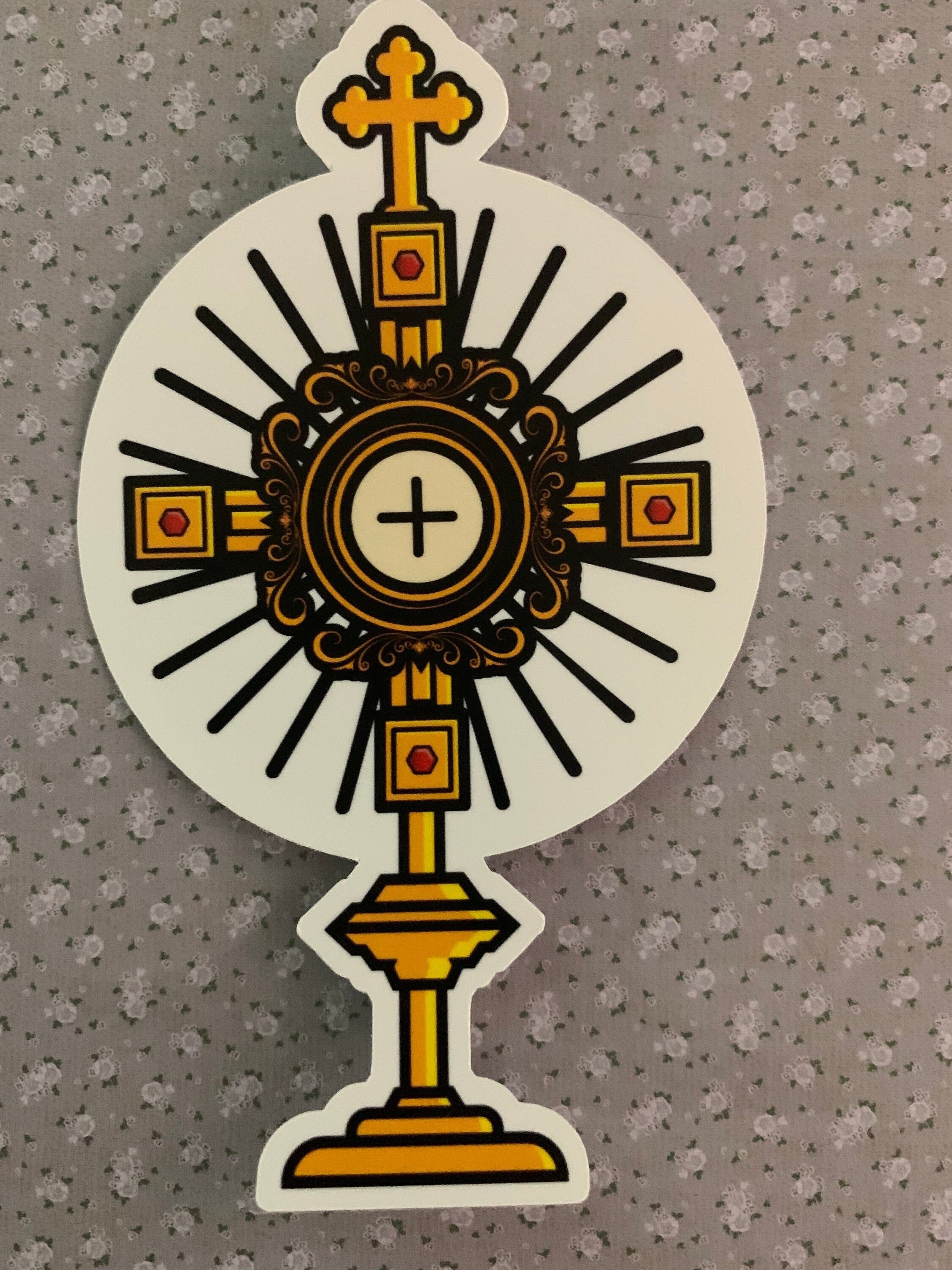 Holy Eucharist Monstrance Vinyl Die-cut Sticker | Eucharistic Adoration ...