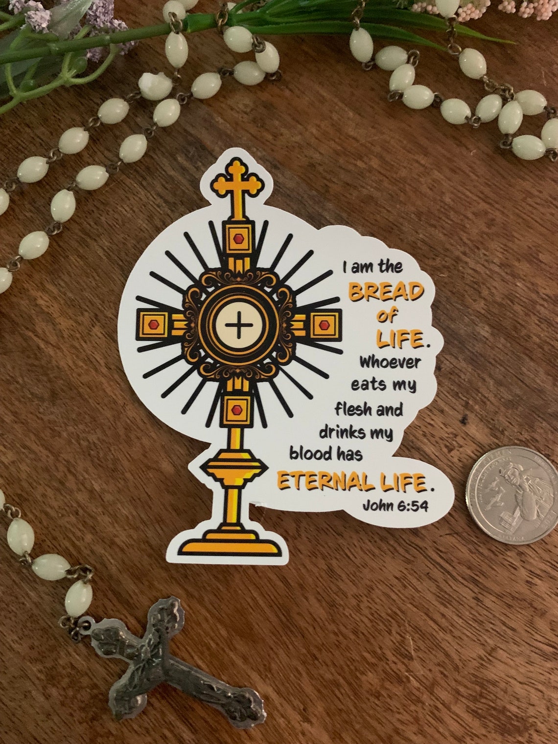 Holy Eucharist Monstrance Vinyl Die-cut Sticker | John 6:54 "i Am the ...