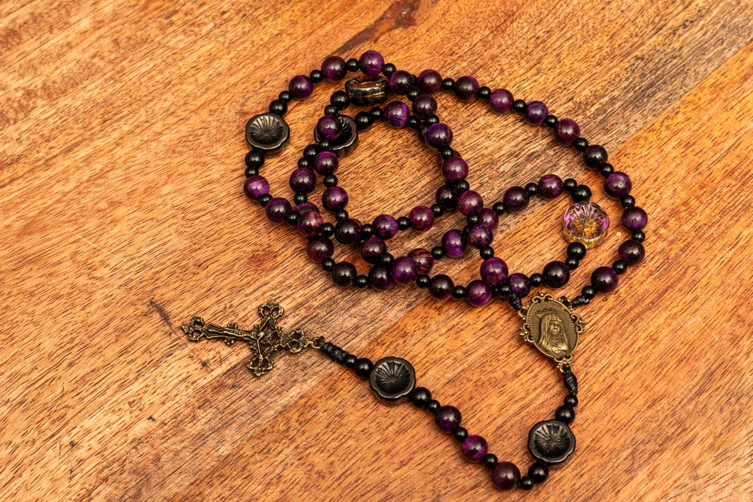Rosary Nylon Thread Purple / Black - Etsy