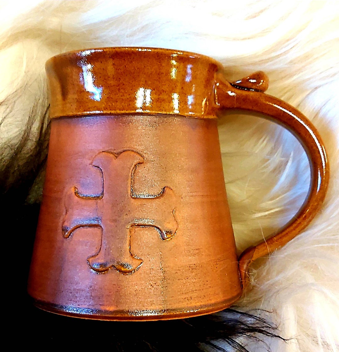 Cross Mug Tankard Medieval 20oz Handmade Ceramic Pottery Beer Cider ...