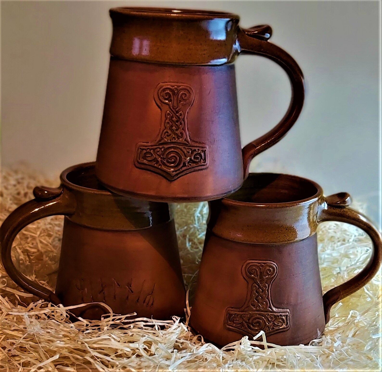 Thor's Hammer Mug Tankard 20oz Viking Handmade Ceramic Pottery Beer ...