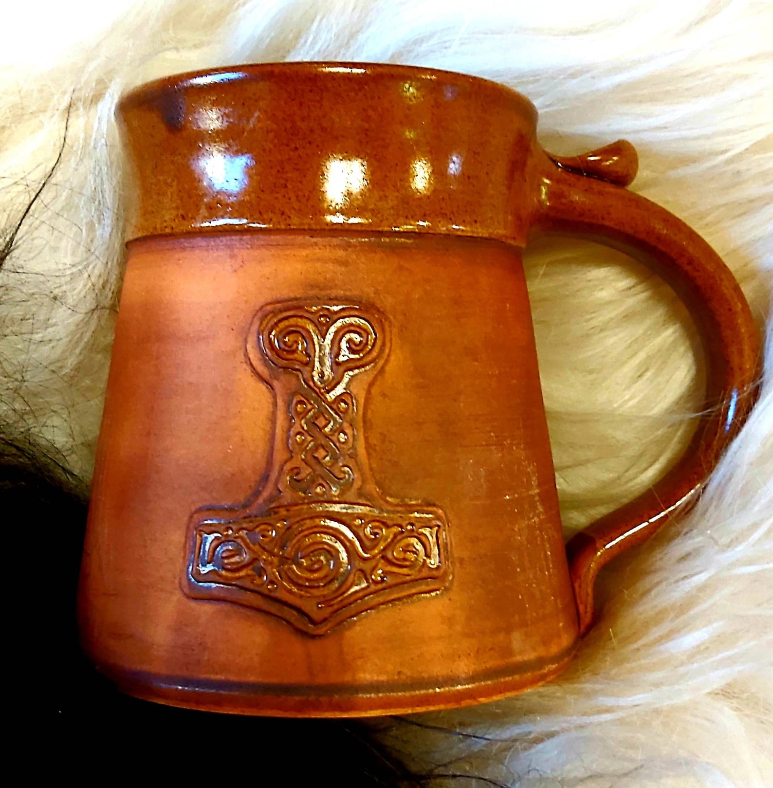 Thor's Hammer Mug Tankard 20oz Viking Handmade Ceramic Pottery Beer ...