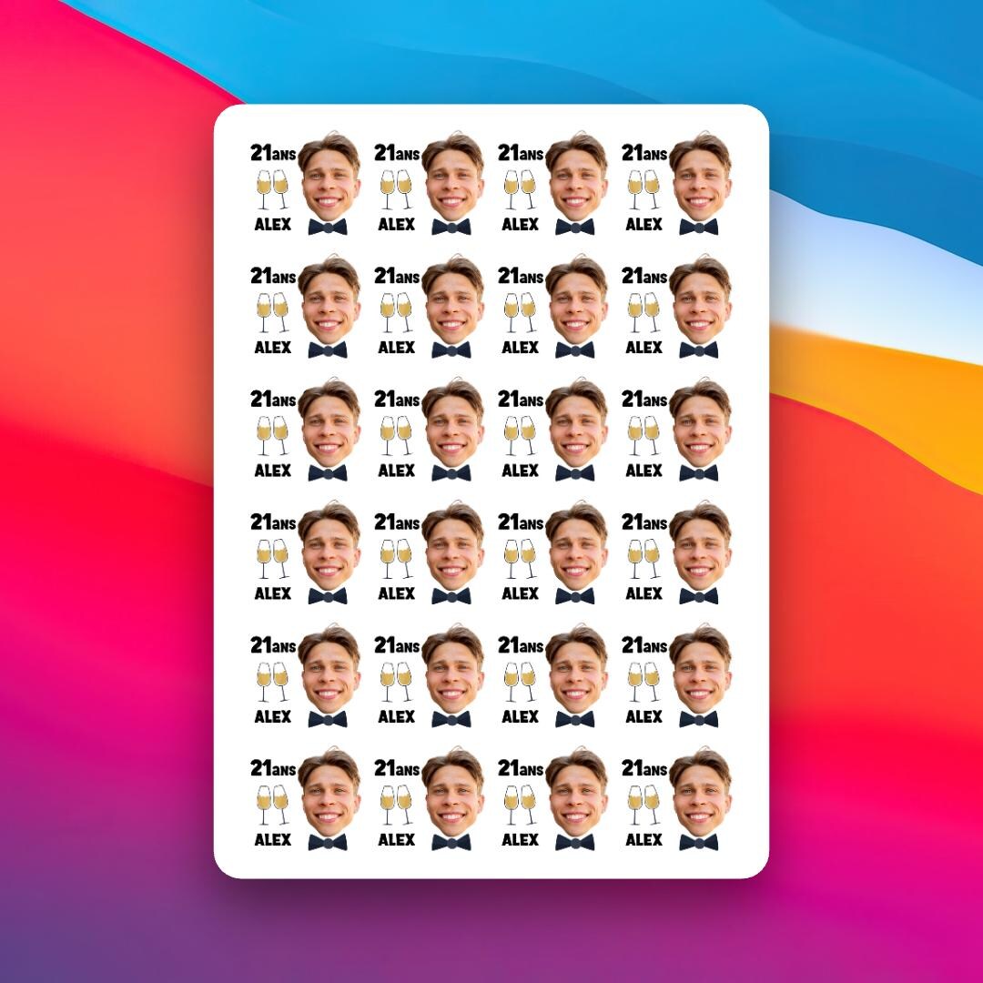 Set of 24 Custom Temporary Tattoos - Face From Your Photo - Text or ...