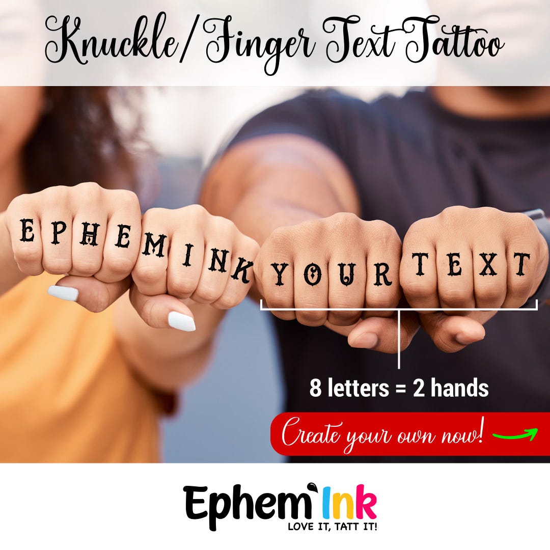 Personalized Finger Tattoos | Temporary Knuckle Tattoos | Custom Text ...
