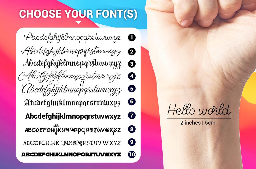 Personalized Temporary Tattoo - Fake Tattoo With Your Own Text, Word ...
