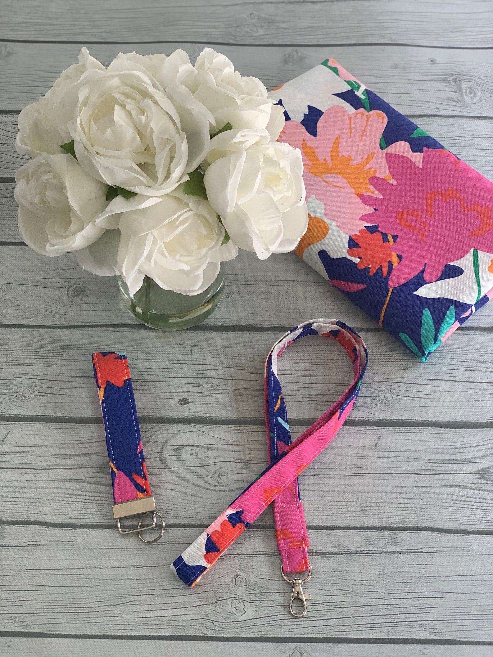 Hot Pink Floral Lanyard Cute Lanyard With ID Holder Badge Holder ...
