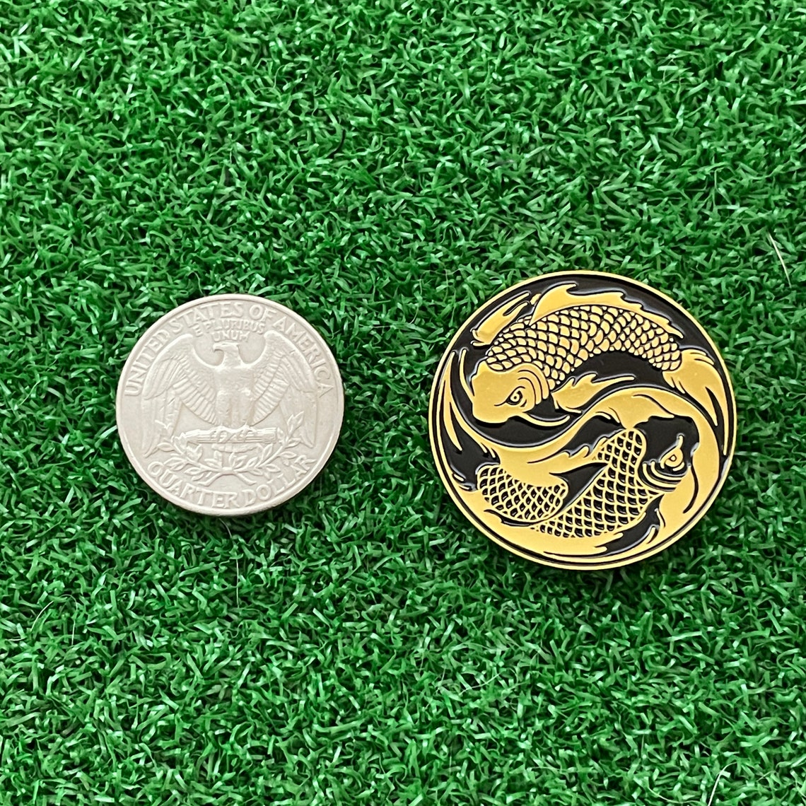 Koi Fish Yin Yang Golf Ball Marker - Golf Gift, Golf Accessory, Fun ...