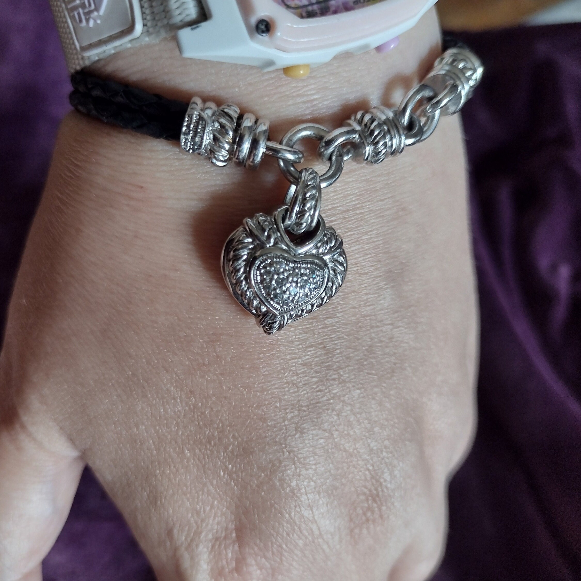Judith Ripka Reversible Puffy Heart Charm Bracelet - Etsy