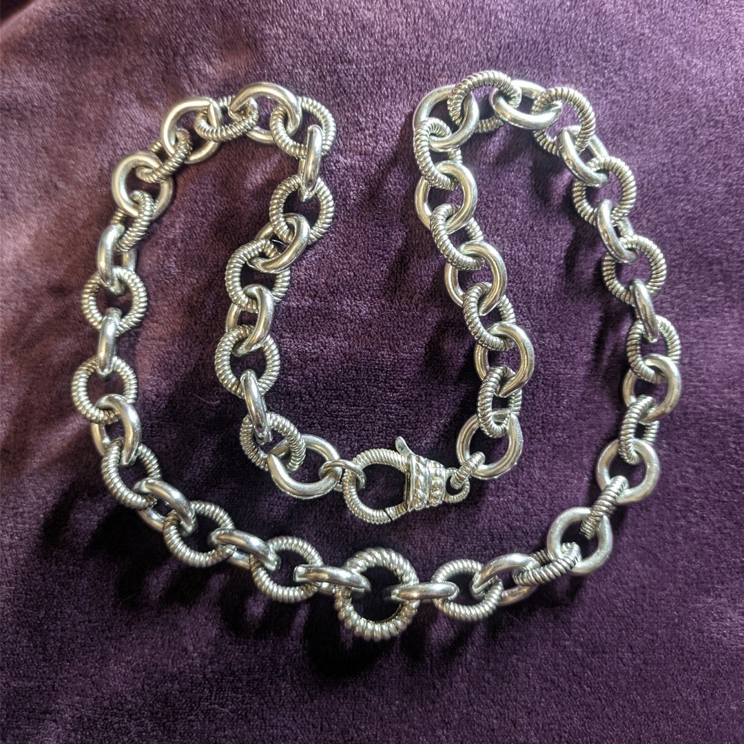 Judith Ripka Heavy Sterling Silver Chain Necklace - Etsy