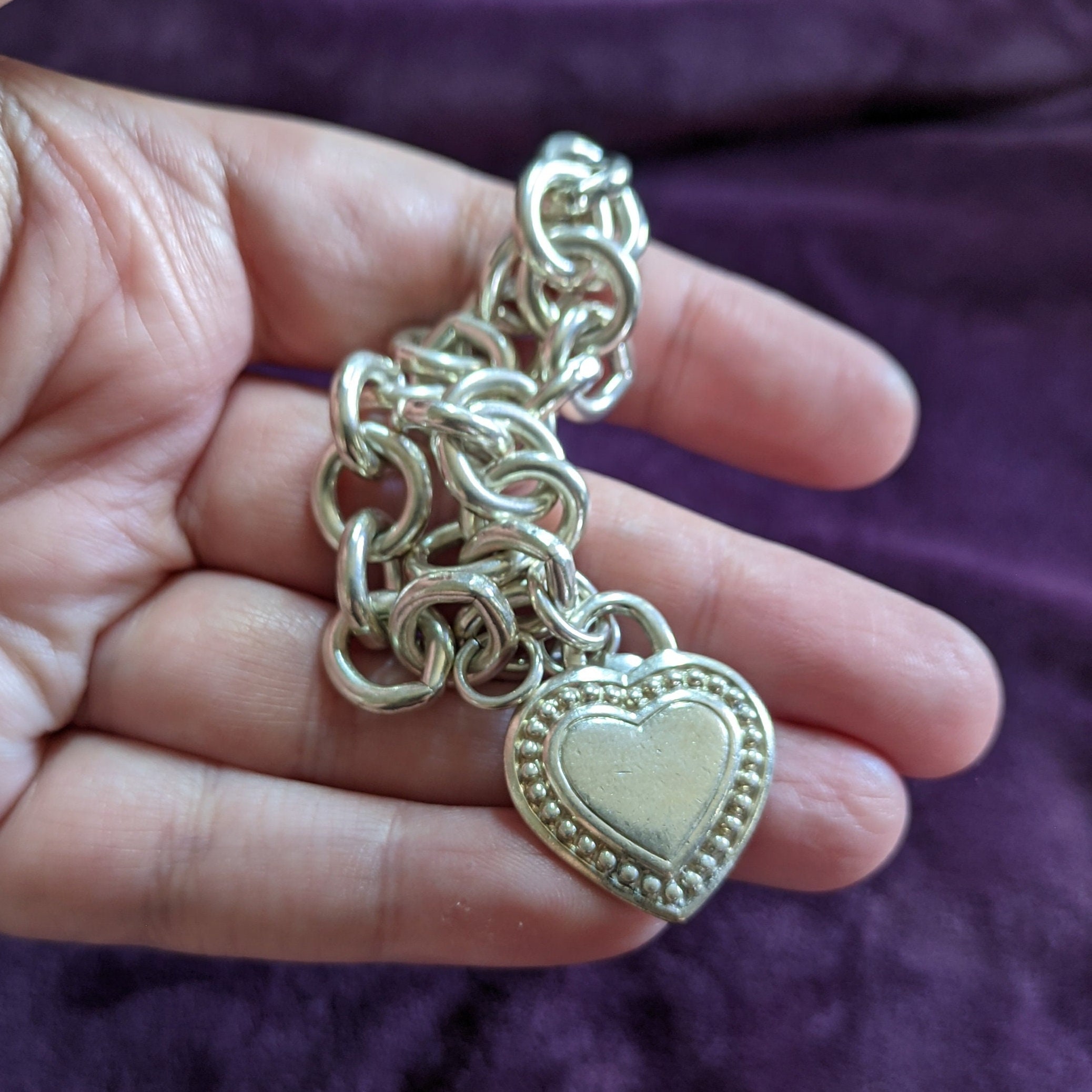 Judith Ripka Heart Charm Bracelet 8" Sterling Silver - Etsy
