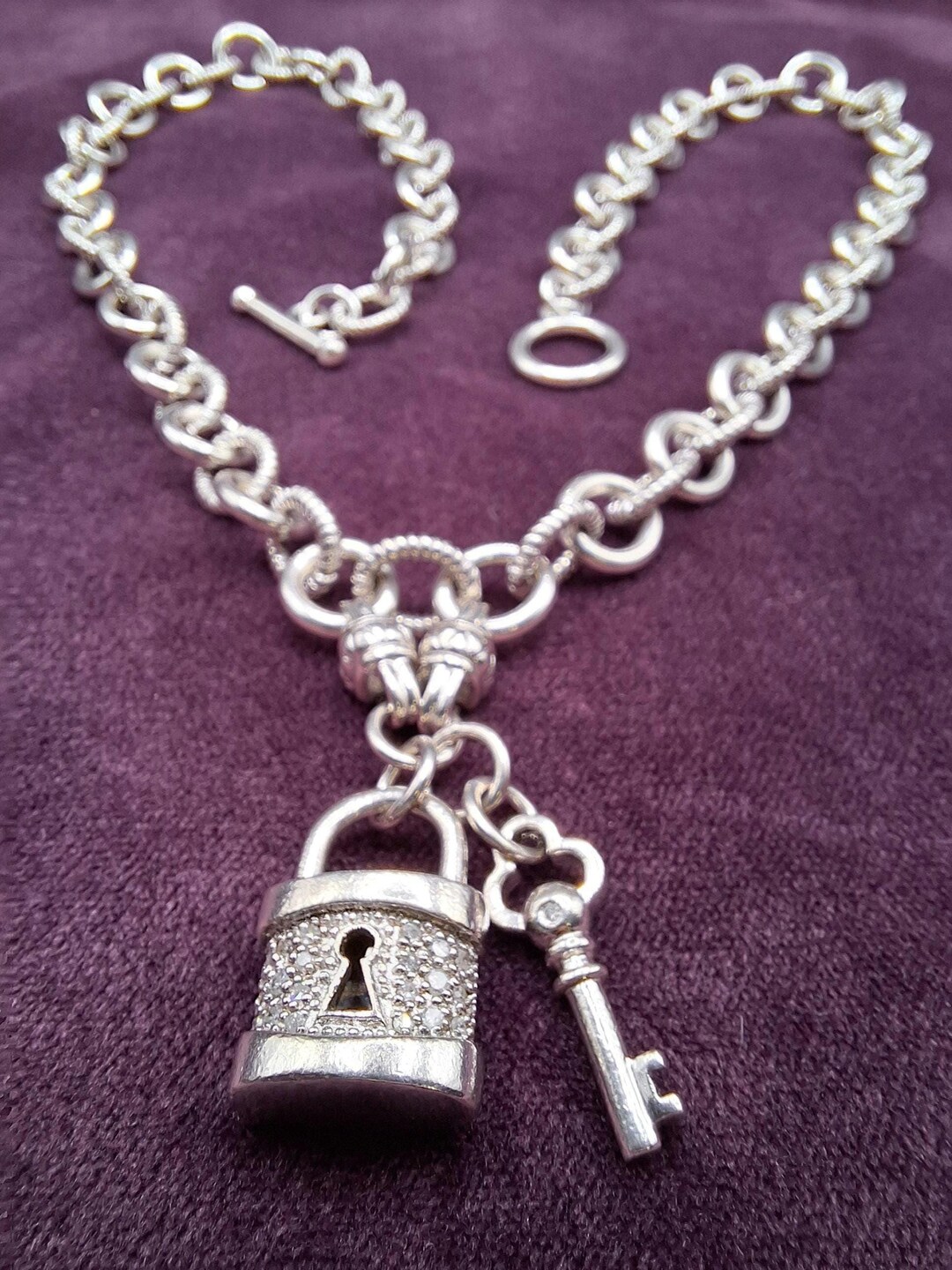 Zales Diamond Lock and Key Toggle Necklace 925 - Etsy