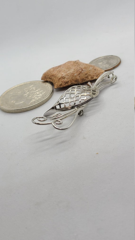 Mid Century Modern Pin/Brooch in 14K White Gold - Gem
