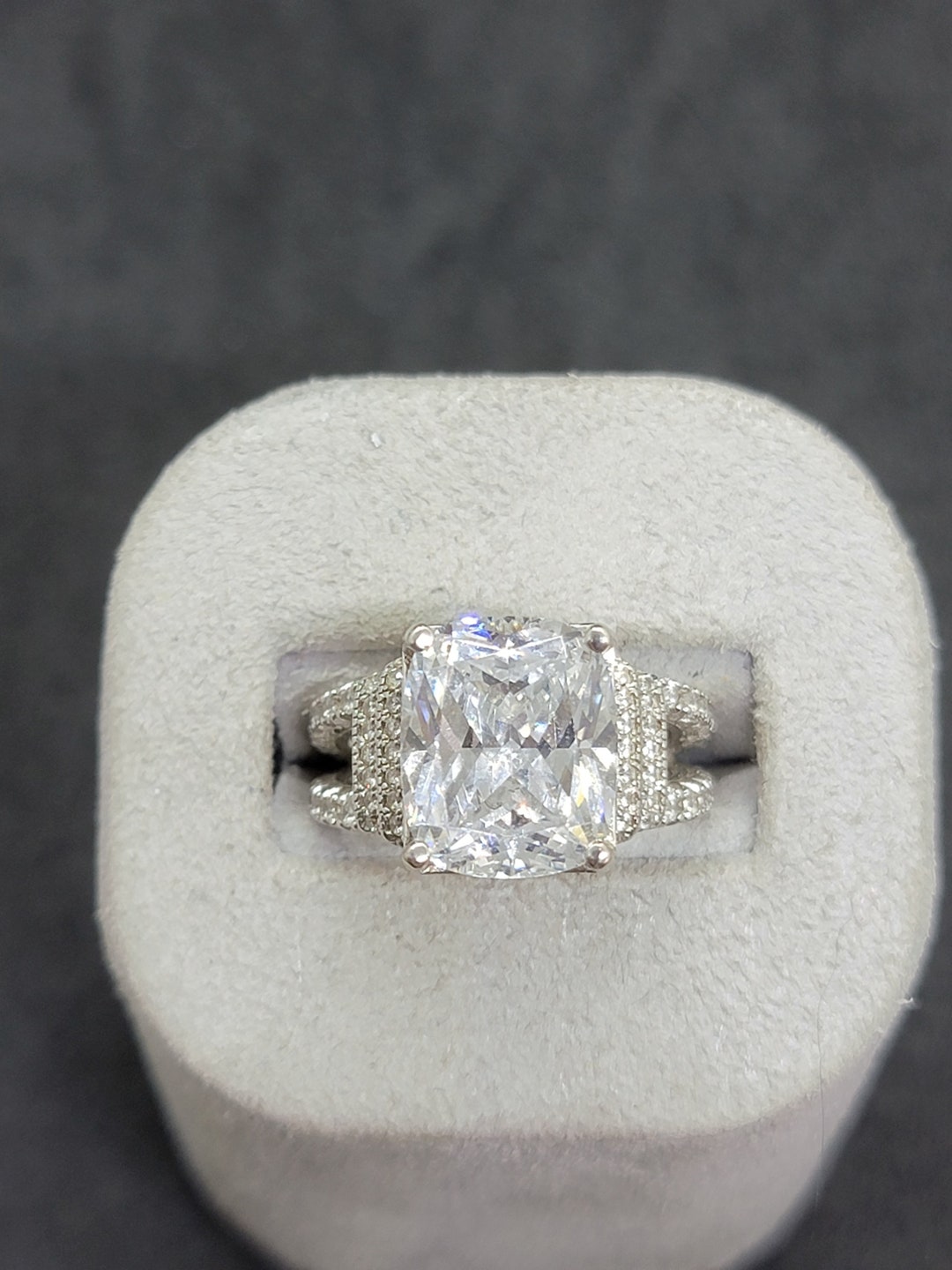 Sterling Silver 12x10mm Radiant Cut Cubic Zirconia Cluster Ring - Etsy