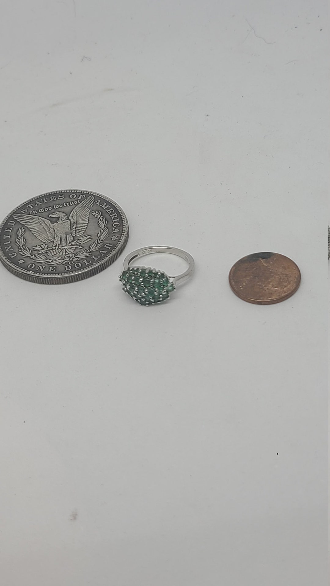 Sterling Silver Emerald Cluster Ring - Etsy