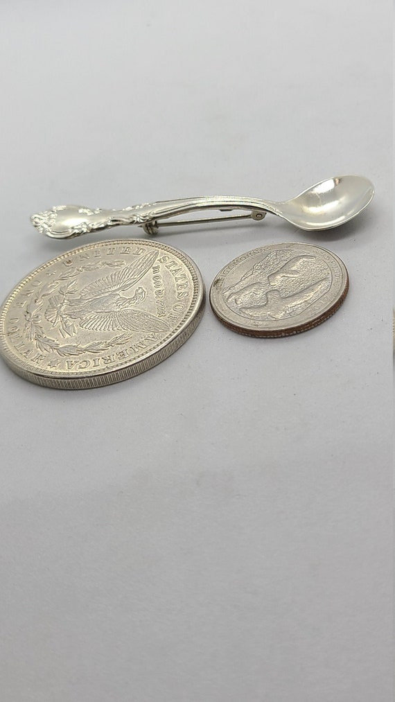 Sterling silver spoon pin - Gem