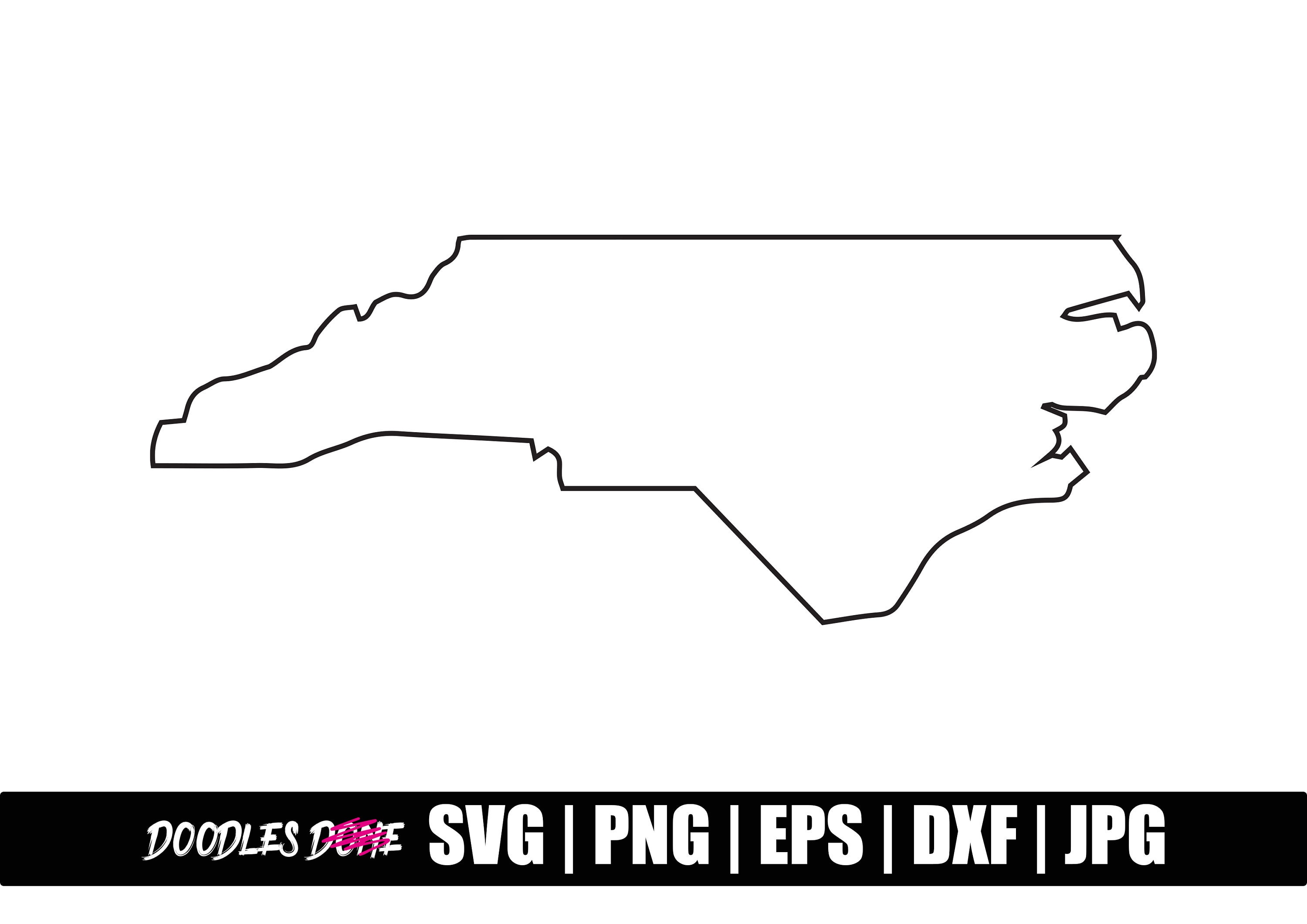 North Carolina Outline Svg, Png, Eps, Dxf, Jpg Files, Clip Art, Vector ...