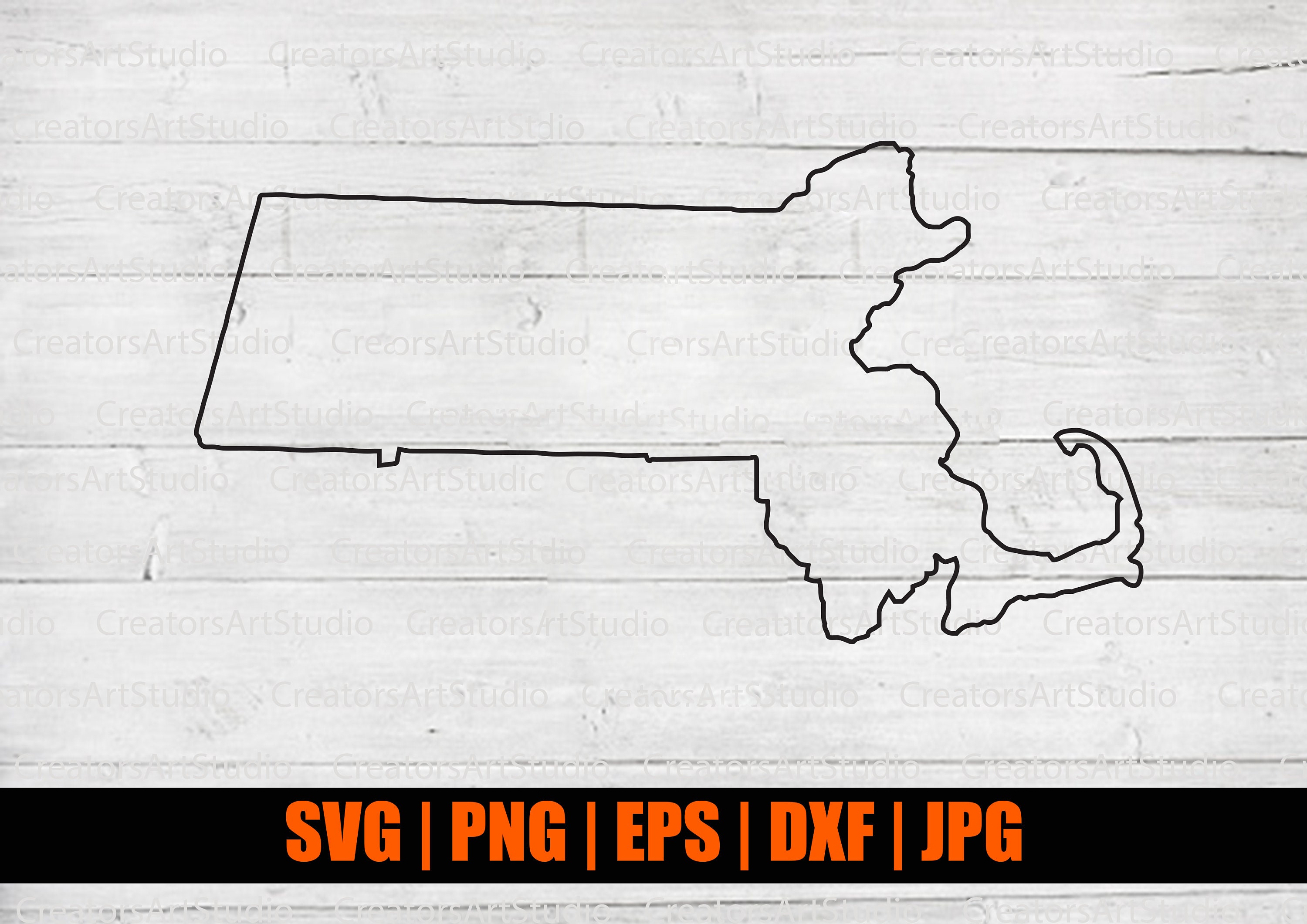 Massachusetts Outline Svg Png Eps Dxf Jpg Files Clip Art - Etsy UK