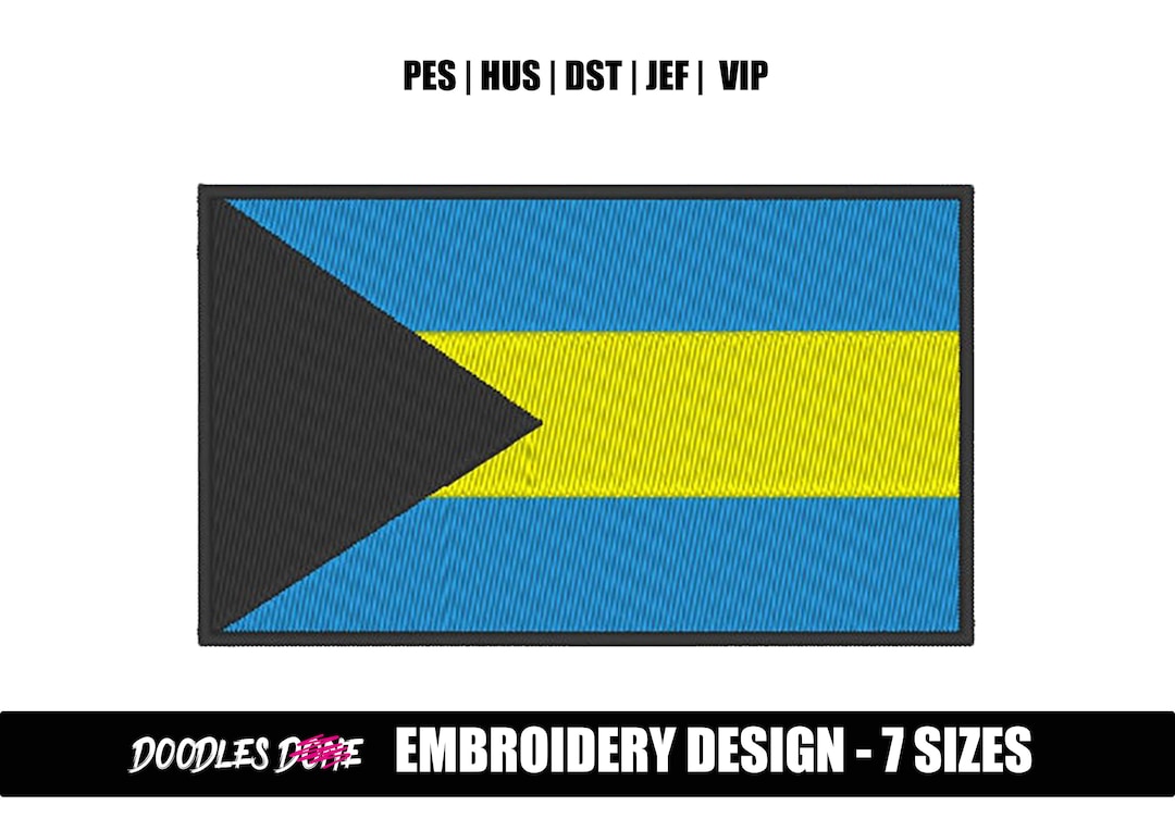 Bahamas Flag Machine Embroidery Design - INSTANT Download - Pes Format ...