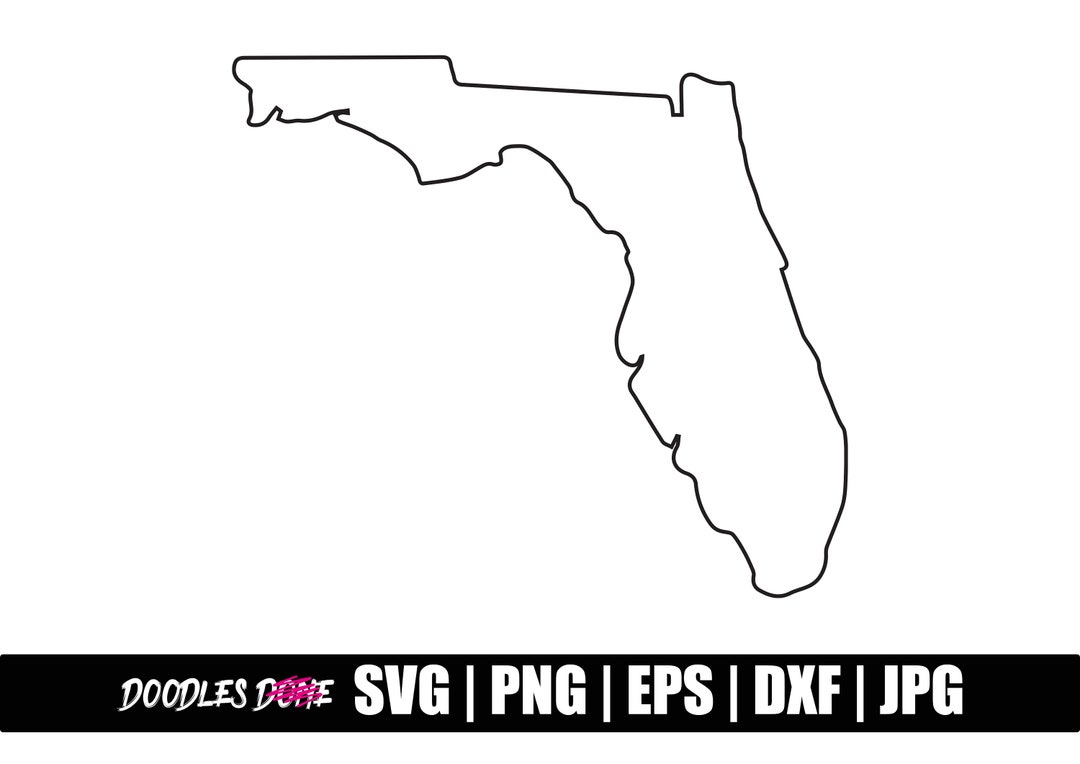Florida Outline Svg, Png, Eps, Dxf, Jpg Files, Clip Art, Vector, Cricut ...