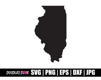 Illinois State Map Svg Png Jpg Eps Vector Clip Art Illinois - Etsy