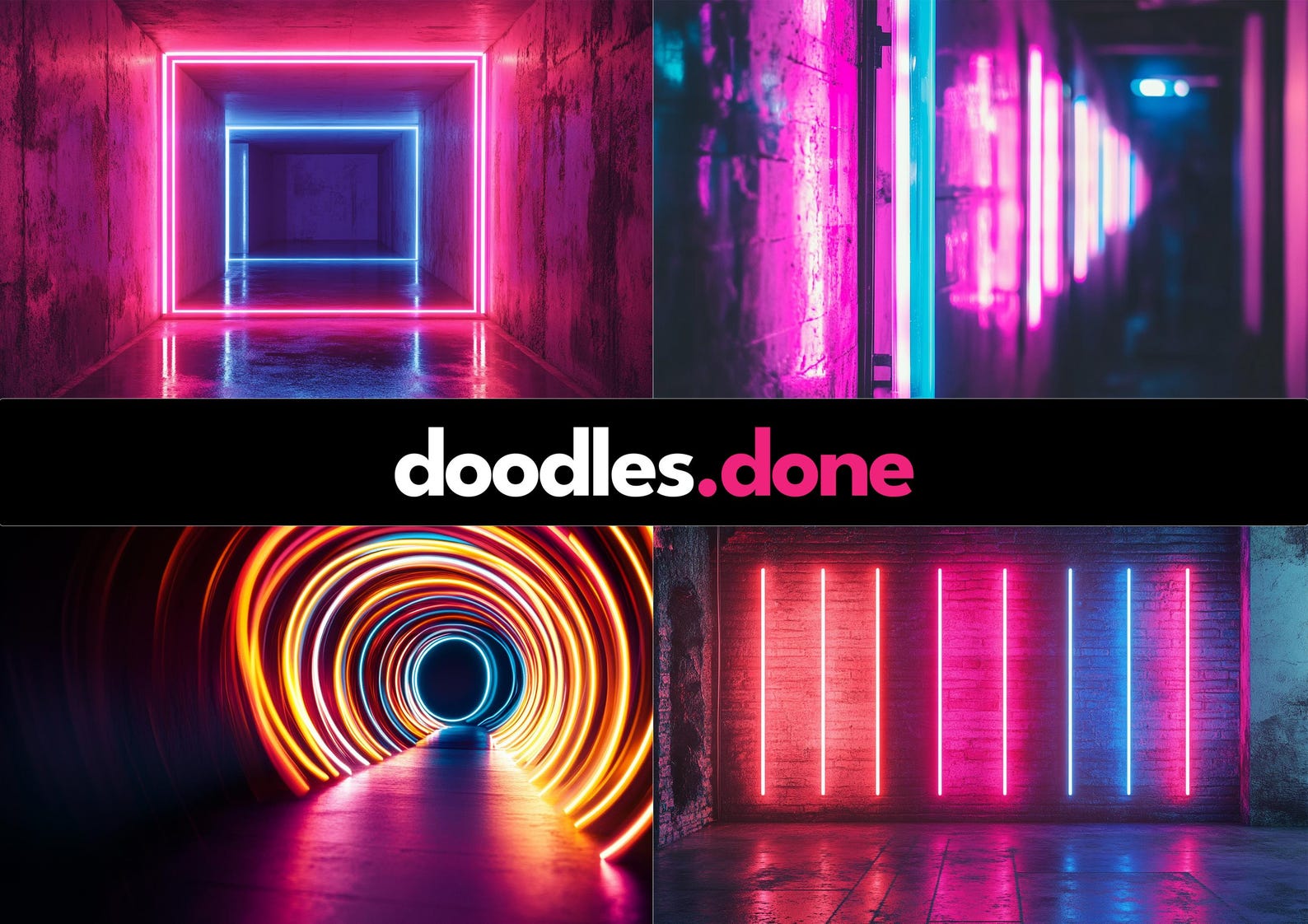 Neon Lights Digital Backdrops PNG | Bundle Vibrant Glow Backgrounds for ...