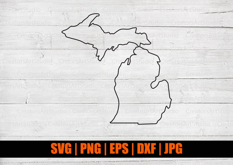 Michigan Outline Svg Png Eps Dxf Jpg Files Clip Art - Etsy
