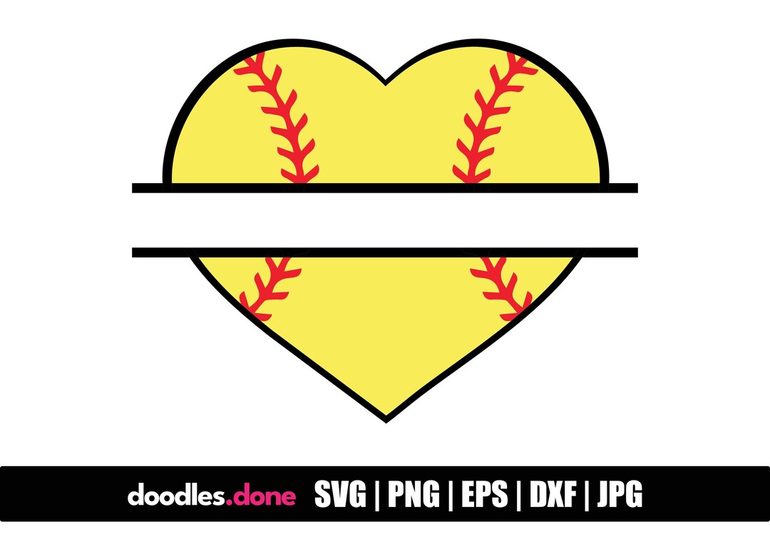 Softball Heart Frame SVG, Baseball SVG, Baseball Outline SVG, Baseball ...