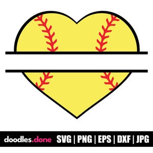 Softball Heart Frame SVG, Baseball SVG, Baseball Outline SVG, Baseball ...