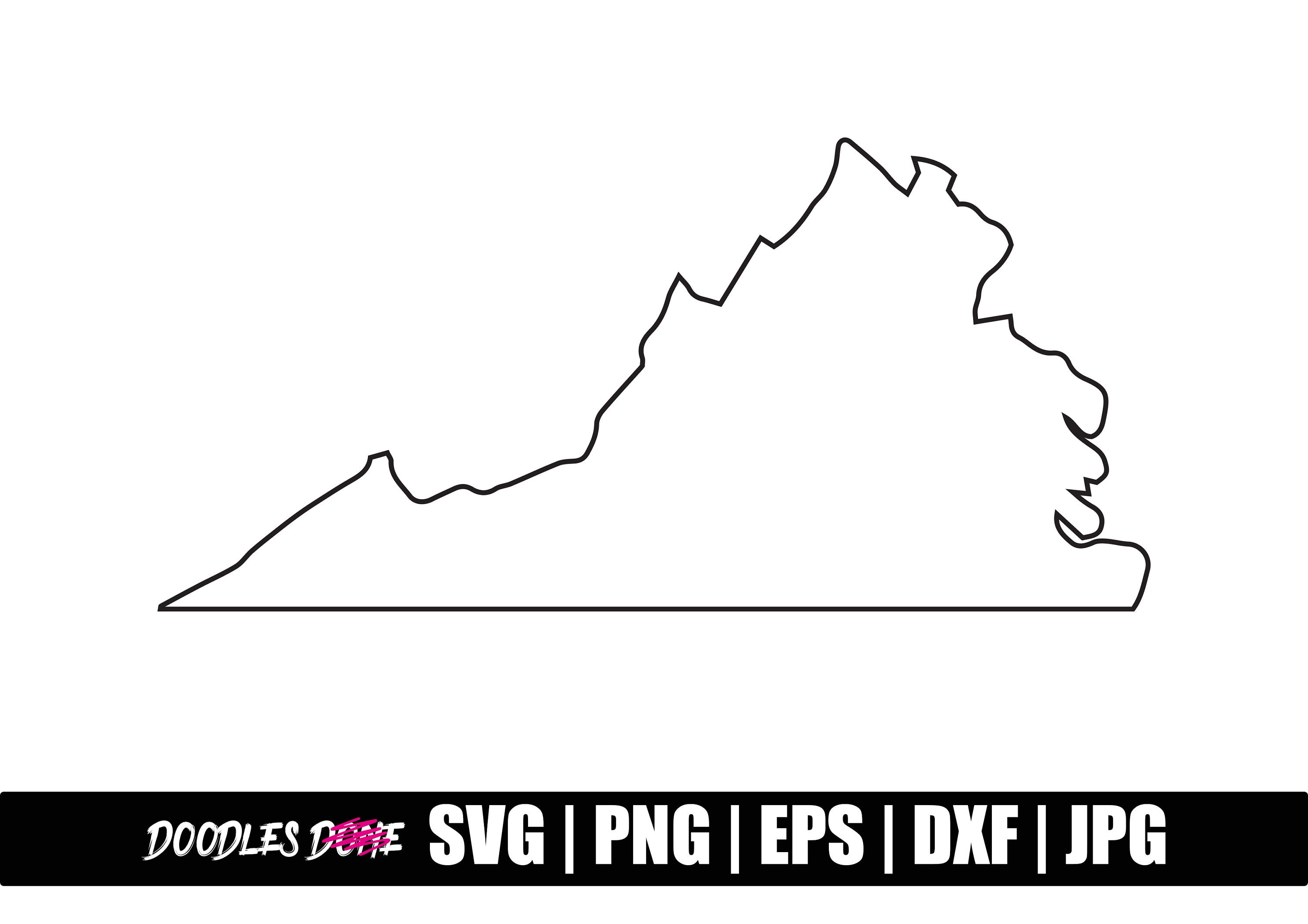 Virginia Outline Svg, Png, Eps, Dxf, Jpg Files, Clip Art, Vector ...