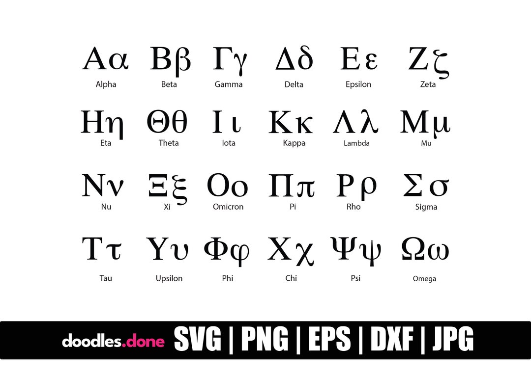 Greek Alphabet Bold SVG | Bold Greek Letters PNG | Sorority Letters DXF ...