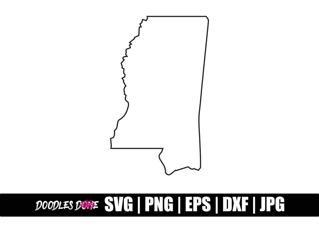 Mississippi Outline Svg, Png, Eps, Dxf, Jpg Files, Clip Art, Vector ...
