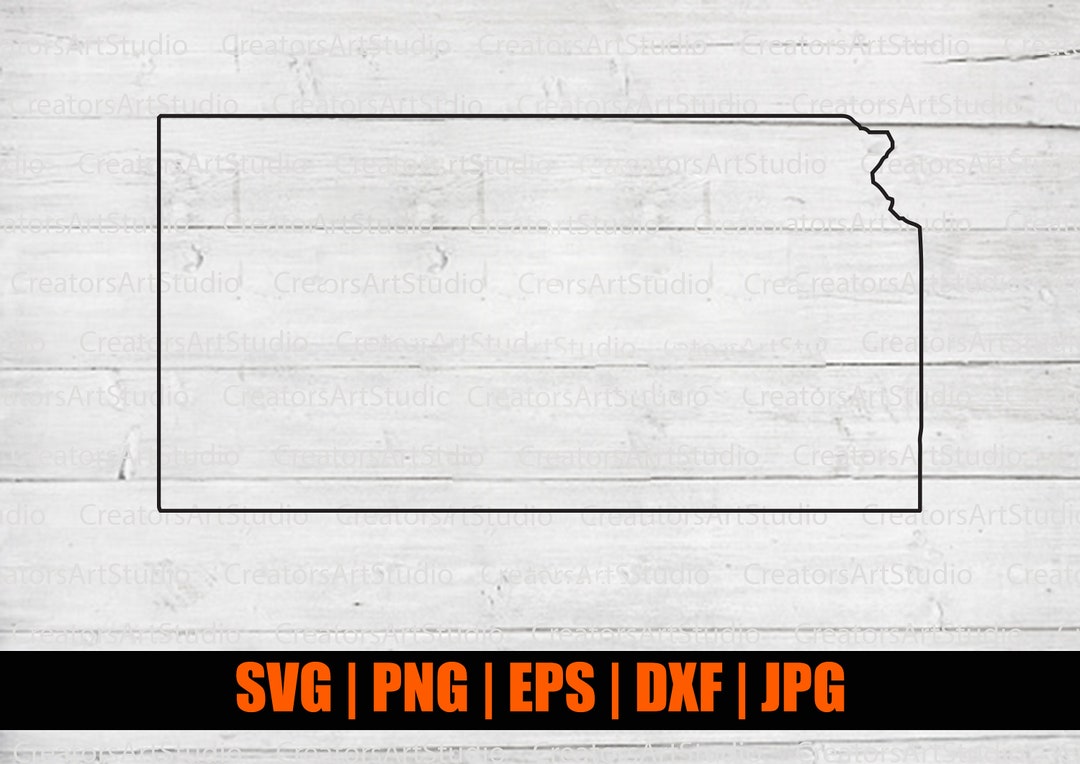 Kansas Outline Svg Png Eps Dxf Jpg Files Clip Art - Etsy