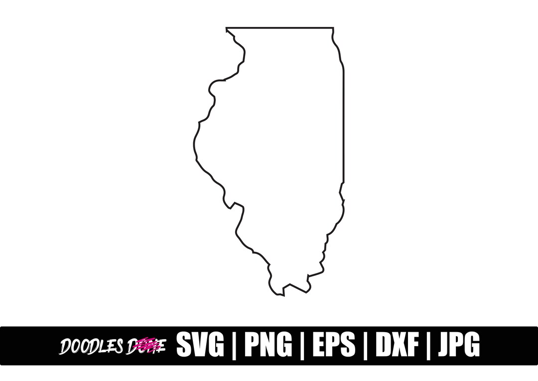 Illinois Outline Svg, Png, Eps, Dxf, Jpg Files, Clip Art, Vector ...